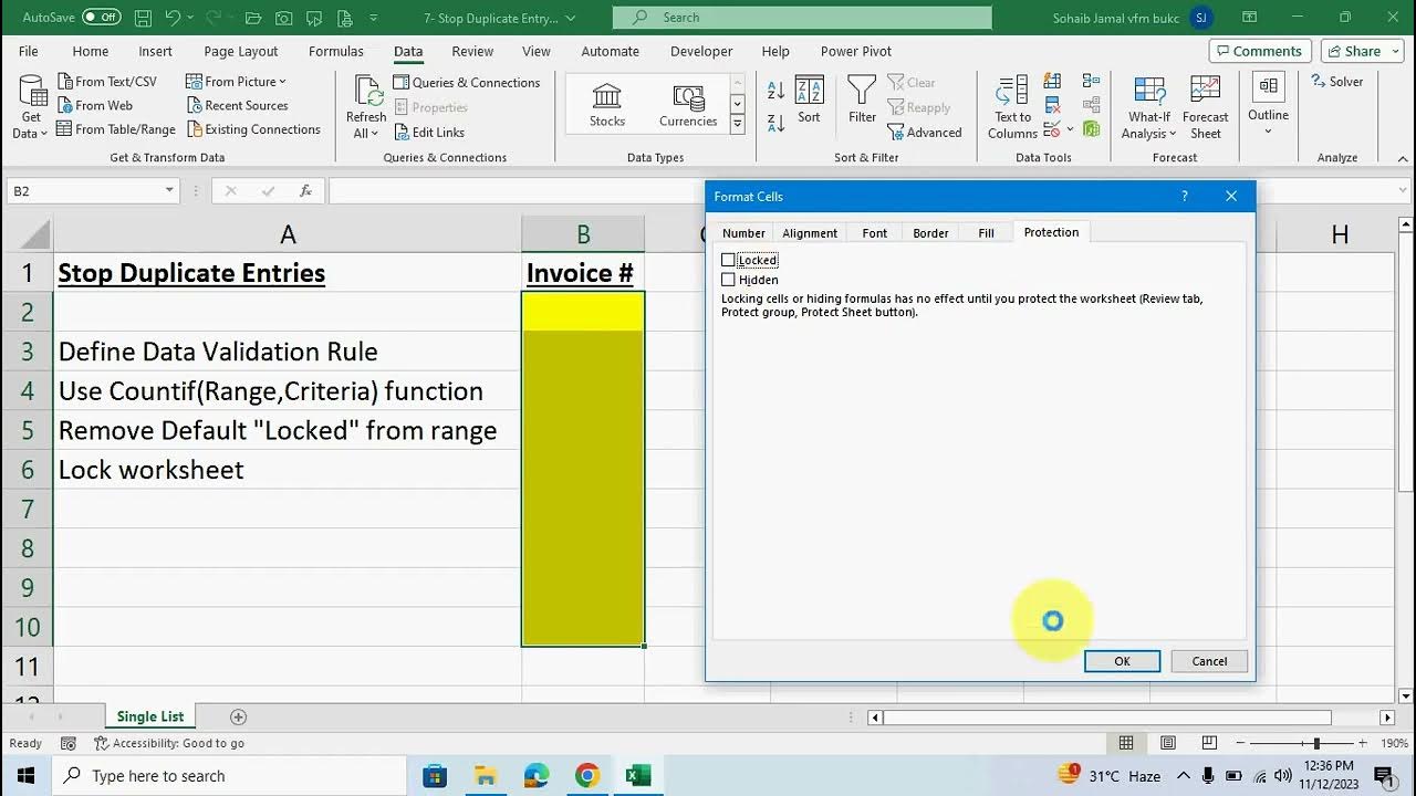 Excel Data Validation Mastery: Stop Duplication Like a Pro for Cleaner Spreadsheets! - YouTube