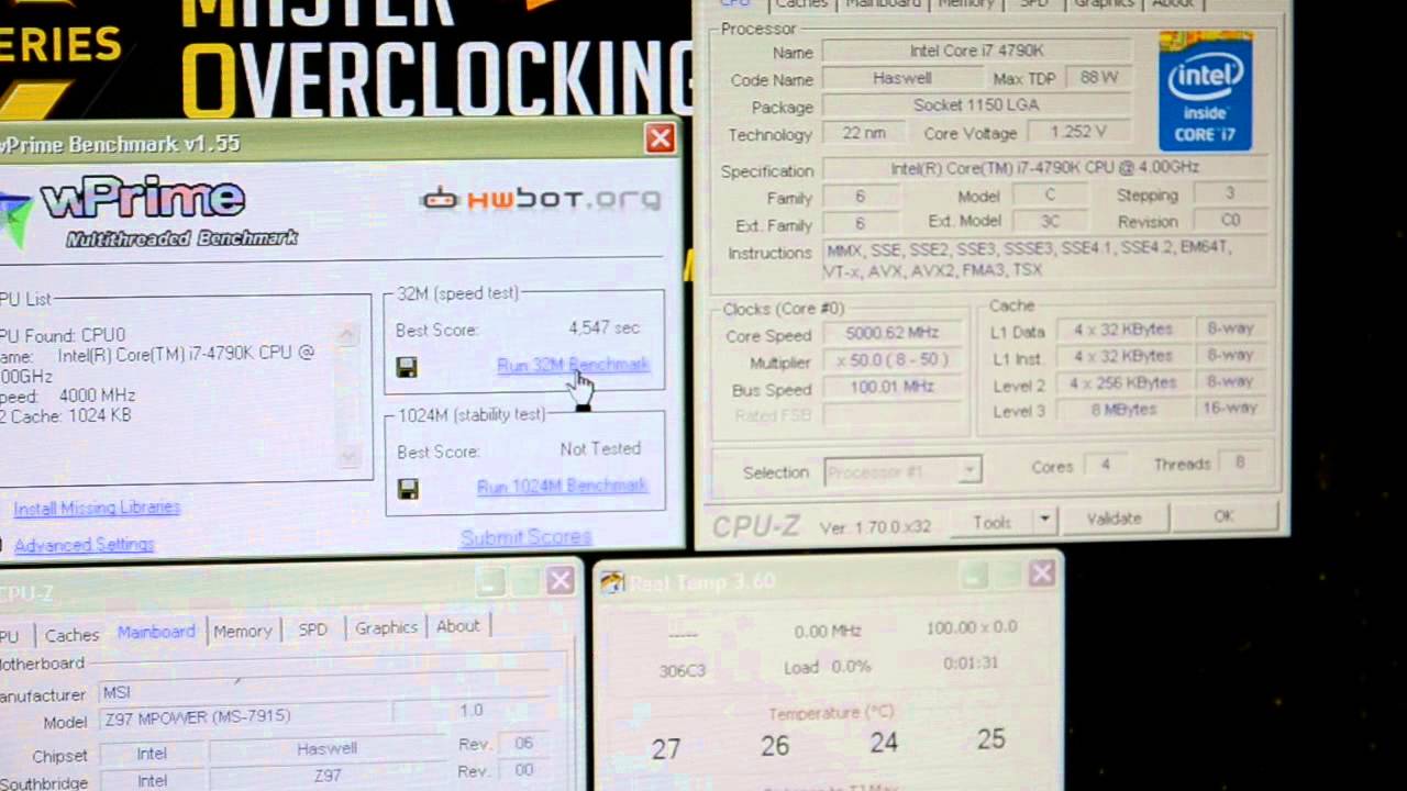 Binning 4790k processor on MSU Z97 MPower - YouTube