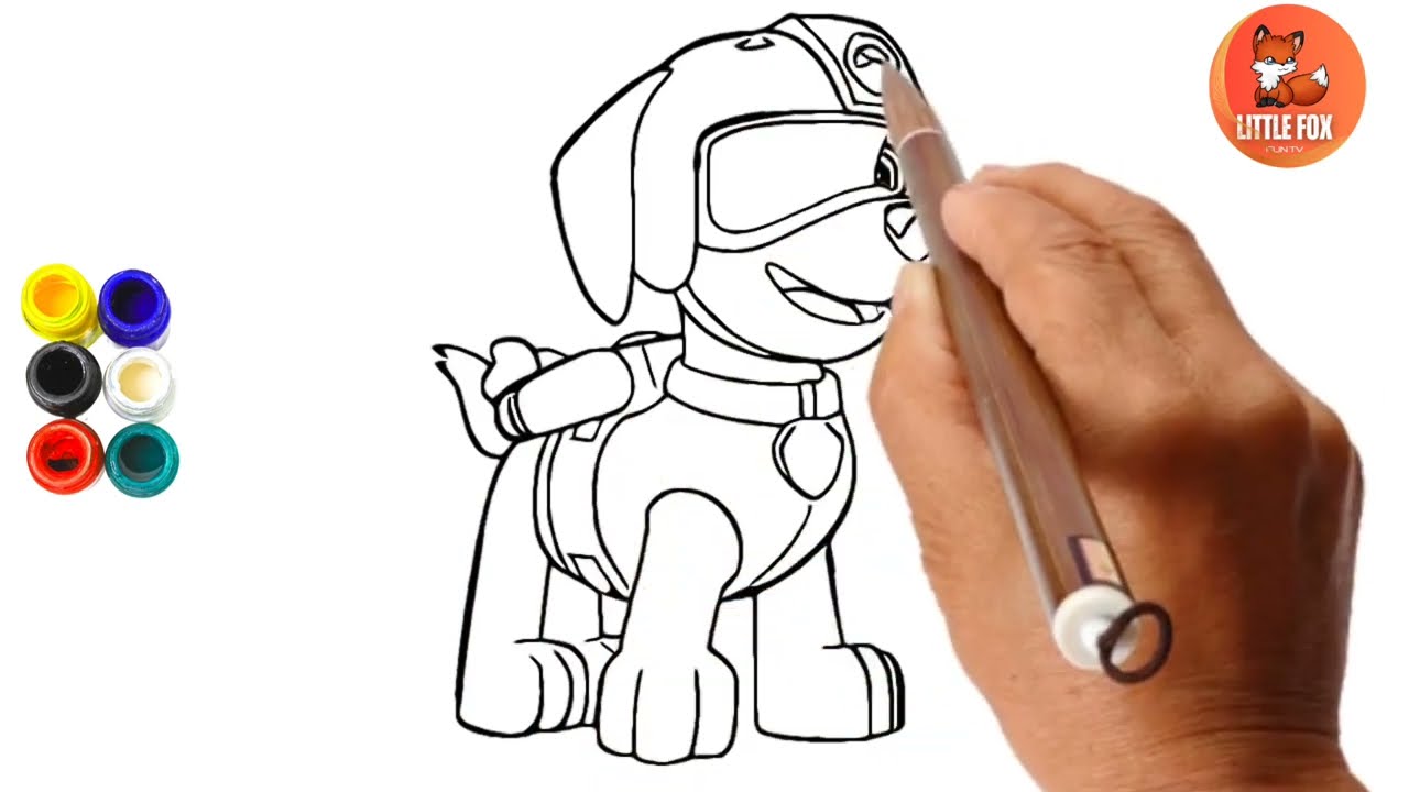 Paw Patrol - Zuma | How to draw Zuma easily in Step by step #kids # ...