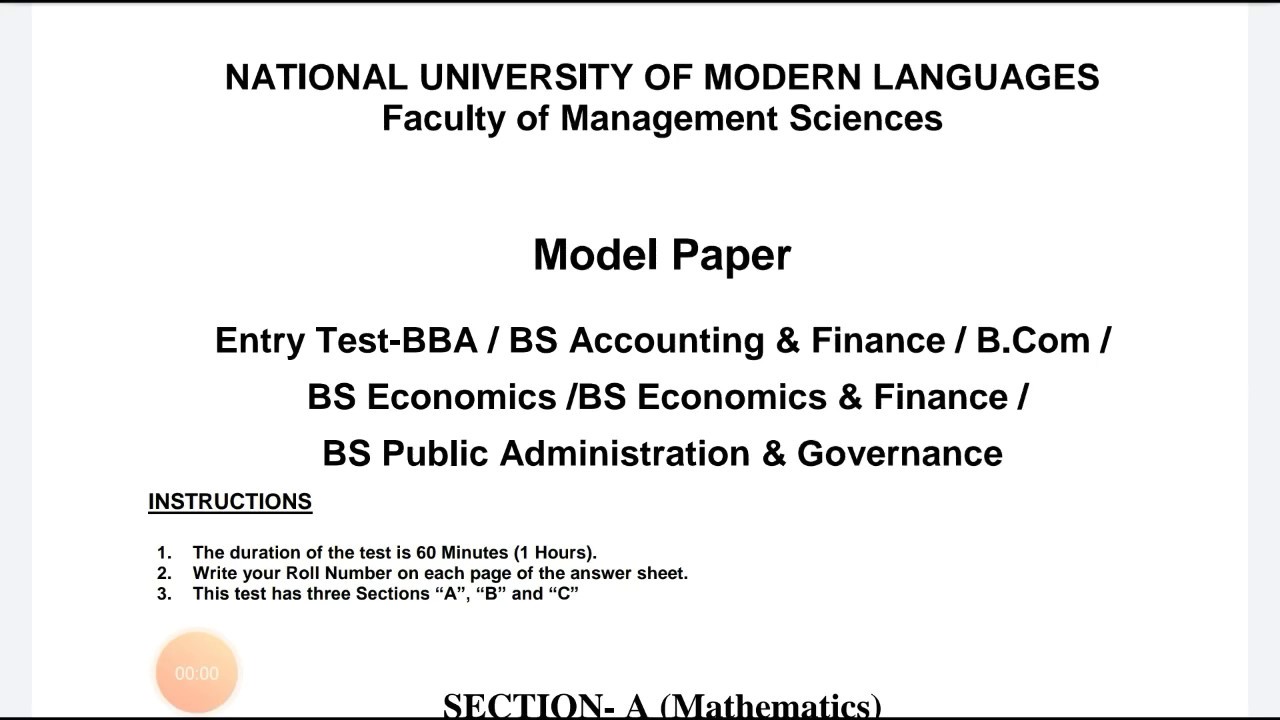 NUML University Admission Test Pattern|| Simple Admission Test Paper ...