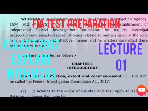 FIA Test Preparation Lecture 01 FIA act 2017 Explain part 01 - YouTube