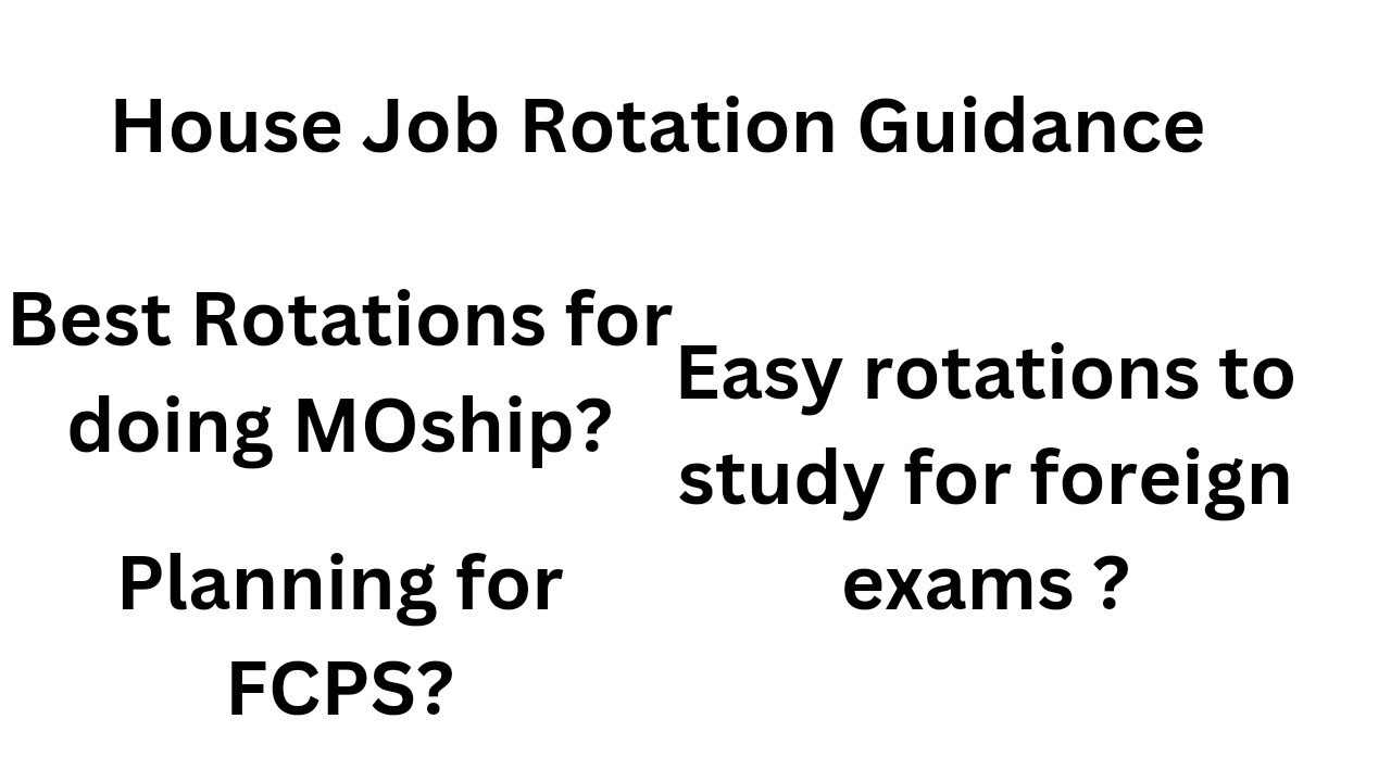 House Job Rotation Guidance For Pakistani Graduates and FMGs ...