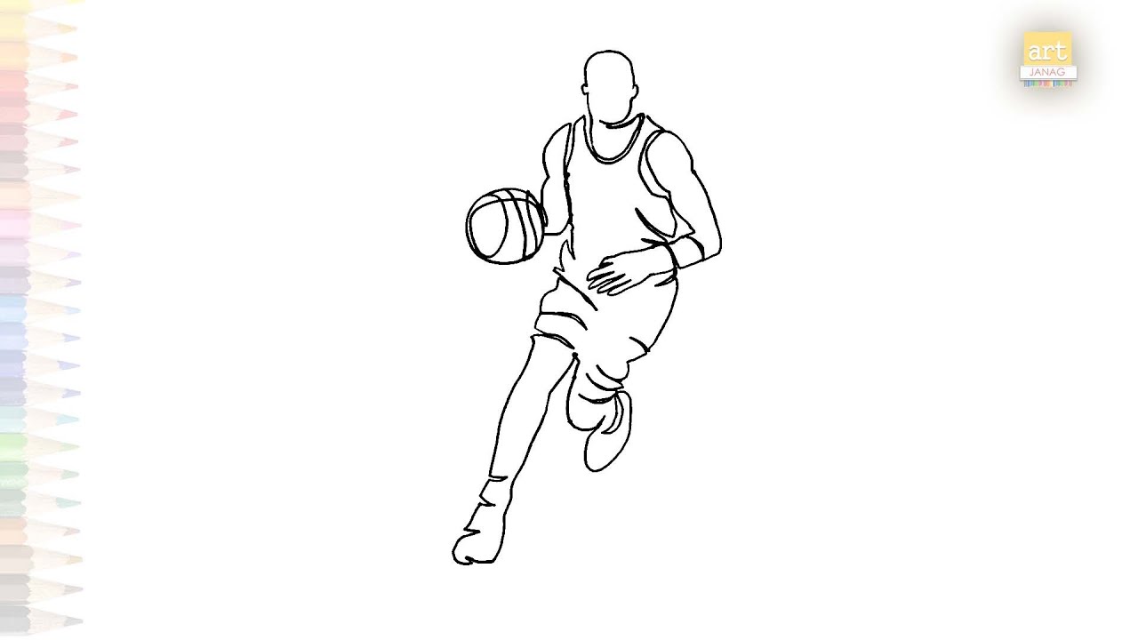 Basketball player line drawing | Easy outline sketches | How to draw ...