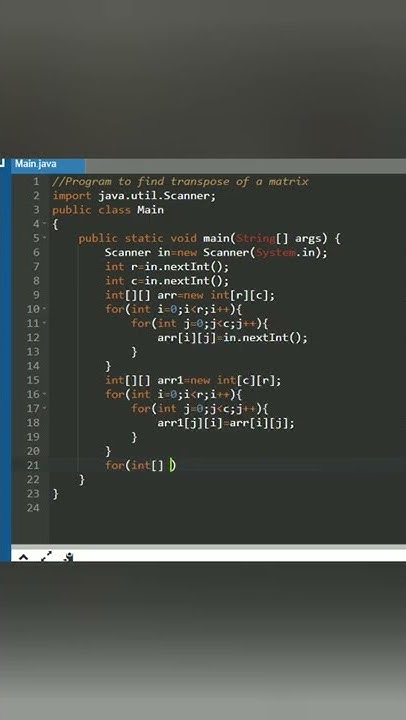 Program to find transpose of a matrix#java #coding #programming #transpose #transposeofmatrix ...