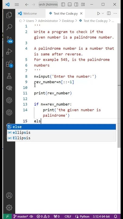 #9 - Write a program to check the number is palindrome or not | Learn Programming - YouTube
