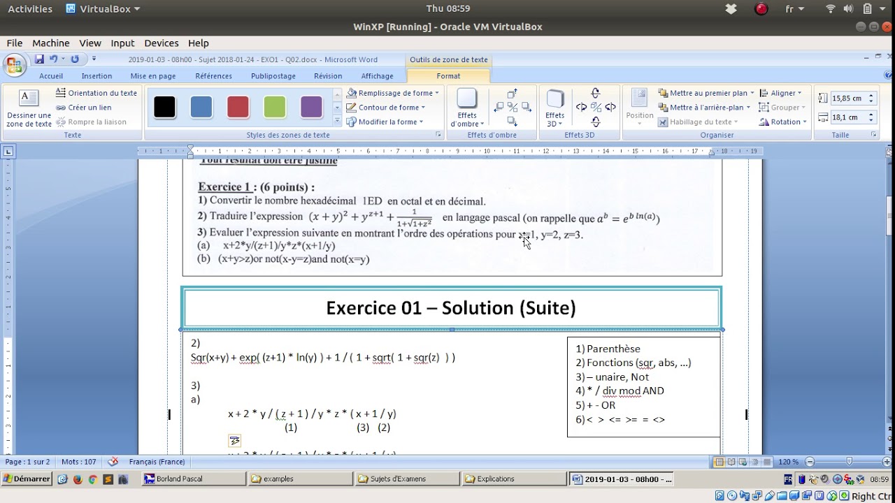 Examen 01 2018 Exo01 Questions 02 et 03 - YouTube