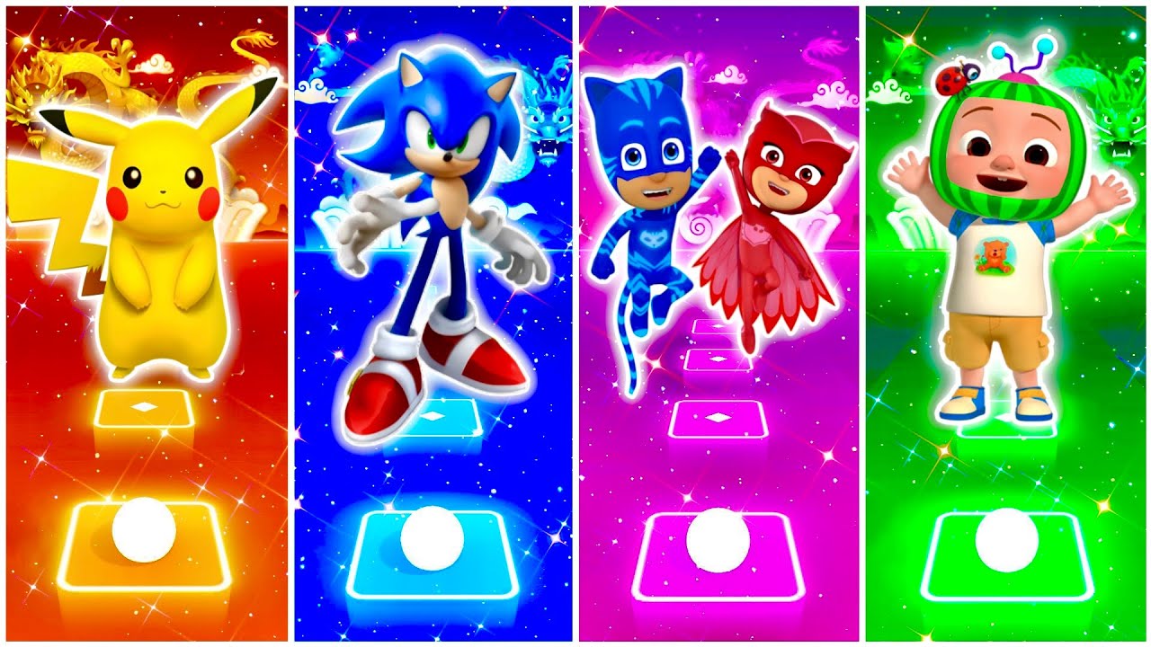 Pokemon Pikachu 🆚 Sonic 🆚 PJ Masks 🆚 Cocomelon | Who Is Best?🎯 in Tiles ...