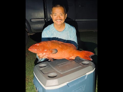 Cocos Island Kayak Fishing - My biggest Gadao / Grouper fish 8.8 lbs ...