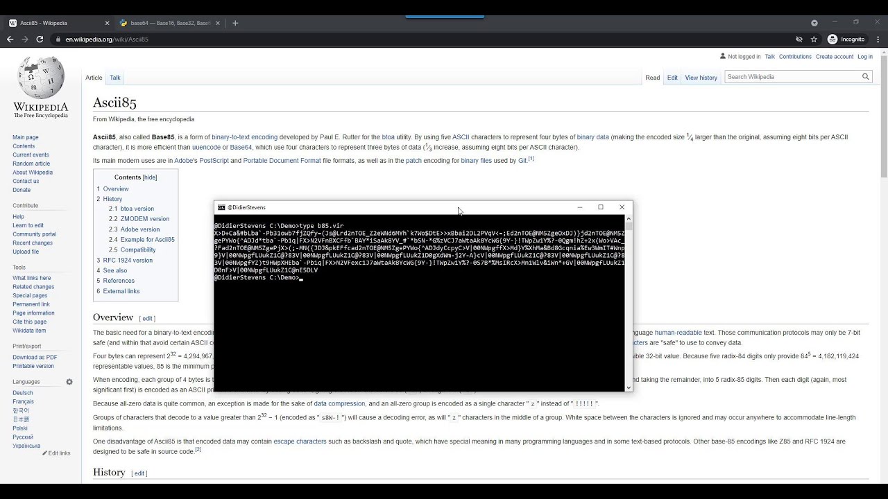 Adding BASE85 To basedump64.py - YouTube