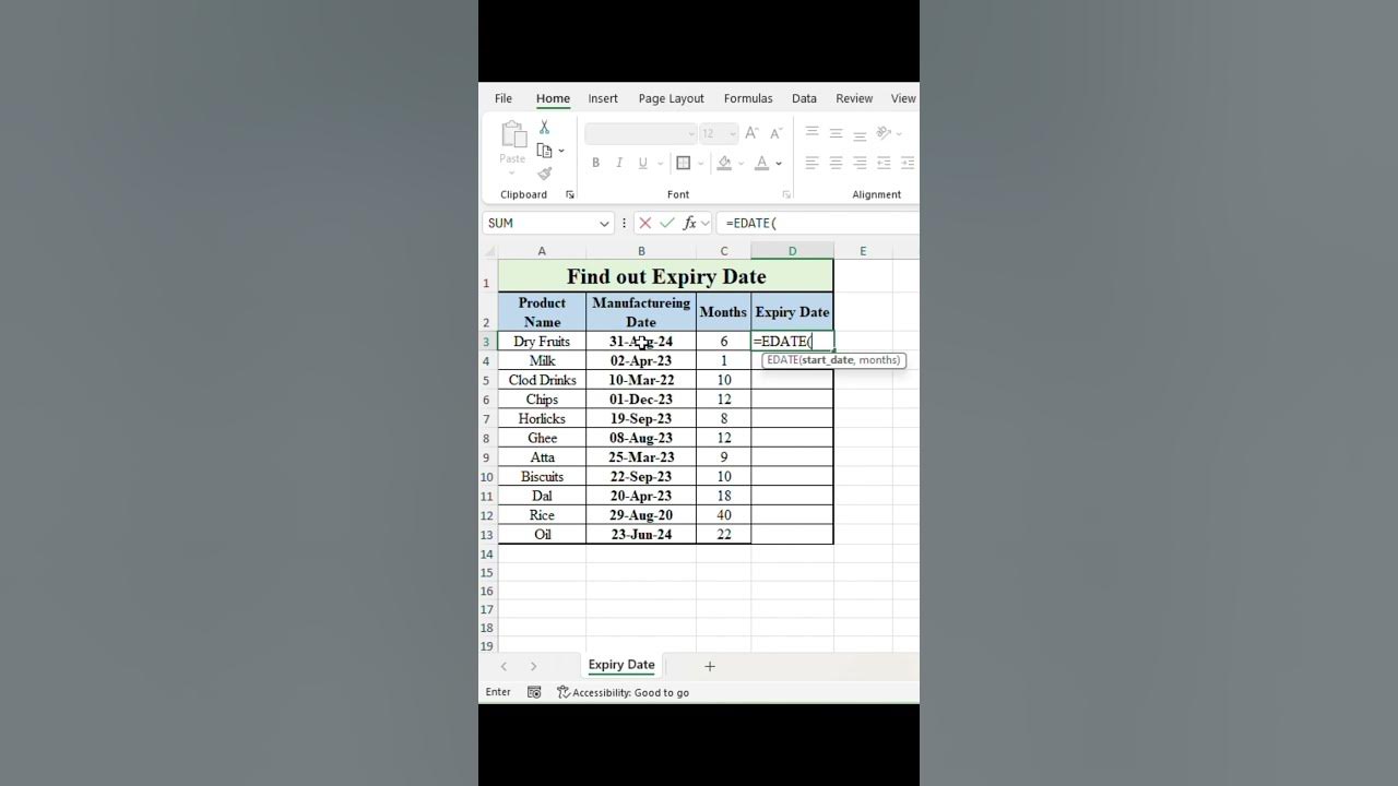 Learn Edate function | Excel for beginner | Excel tips & Tricks | #excel #shorts # ...