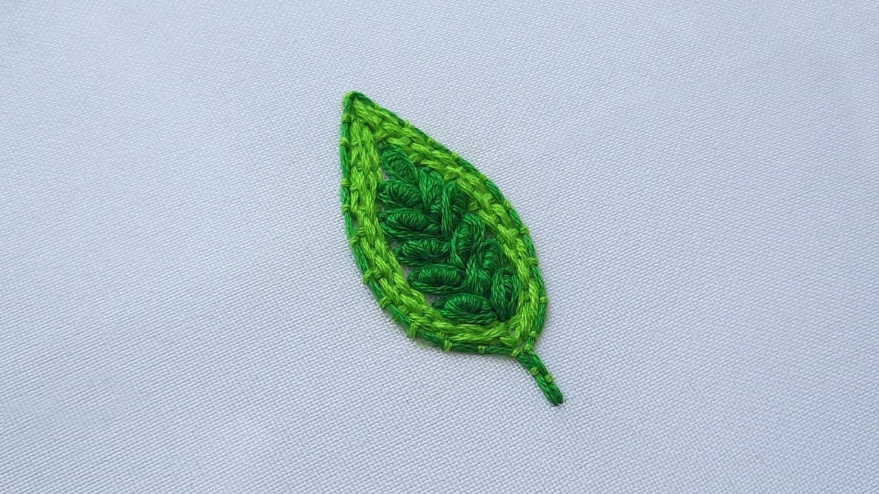 How to Embroider a Leaf - Decorative stitches - YouTube