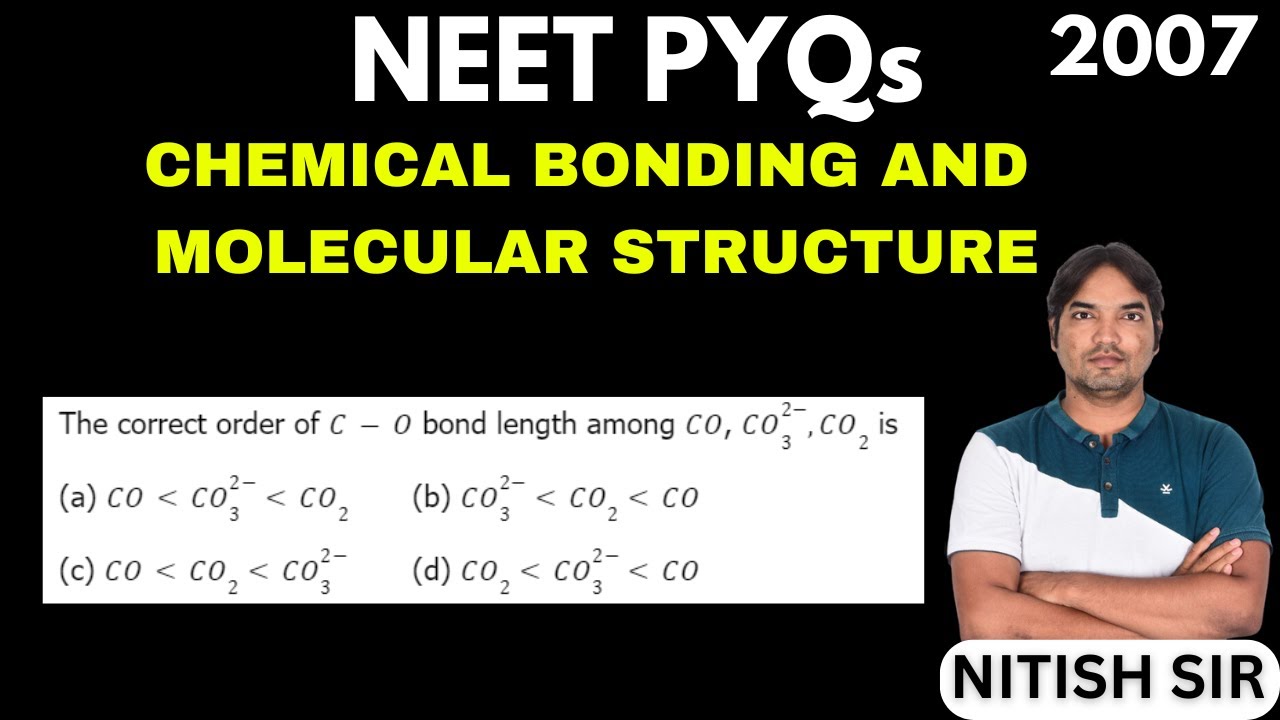 The correct order of C-O bond length among CO, CO32-,CO2 is - YouTube
