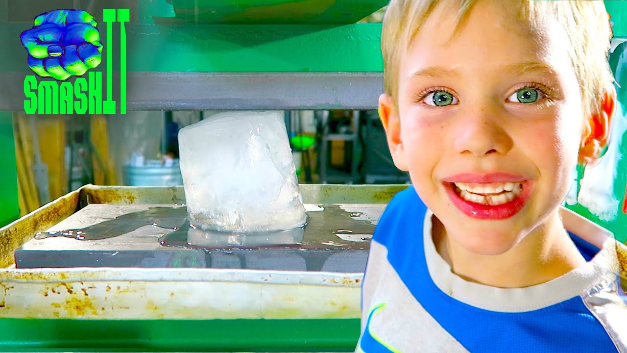 Smash Ice Block: How to make crushed ice! Crushing things with a ...