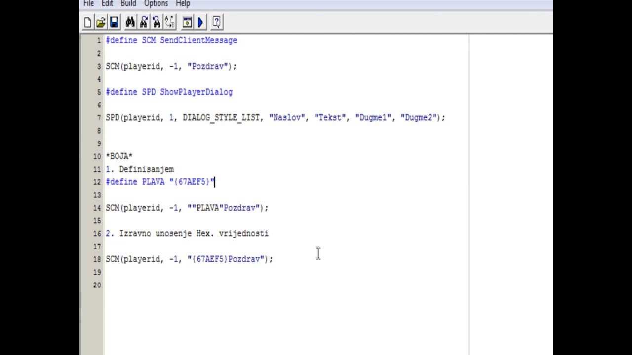 SAMP - Tutorial br.2 (Definicija i mijenjanje boje teksta) - YouTube