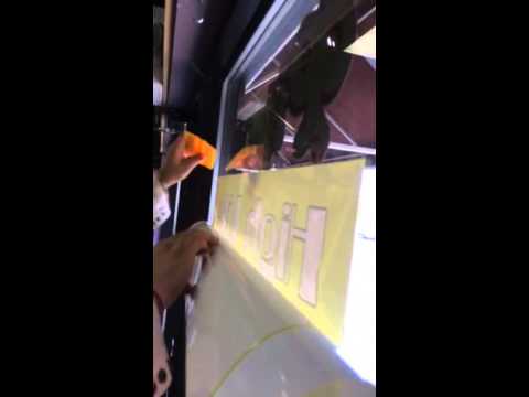 Window poster installation - YouTube