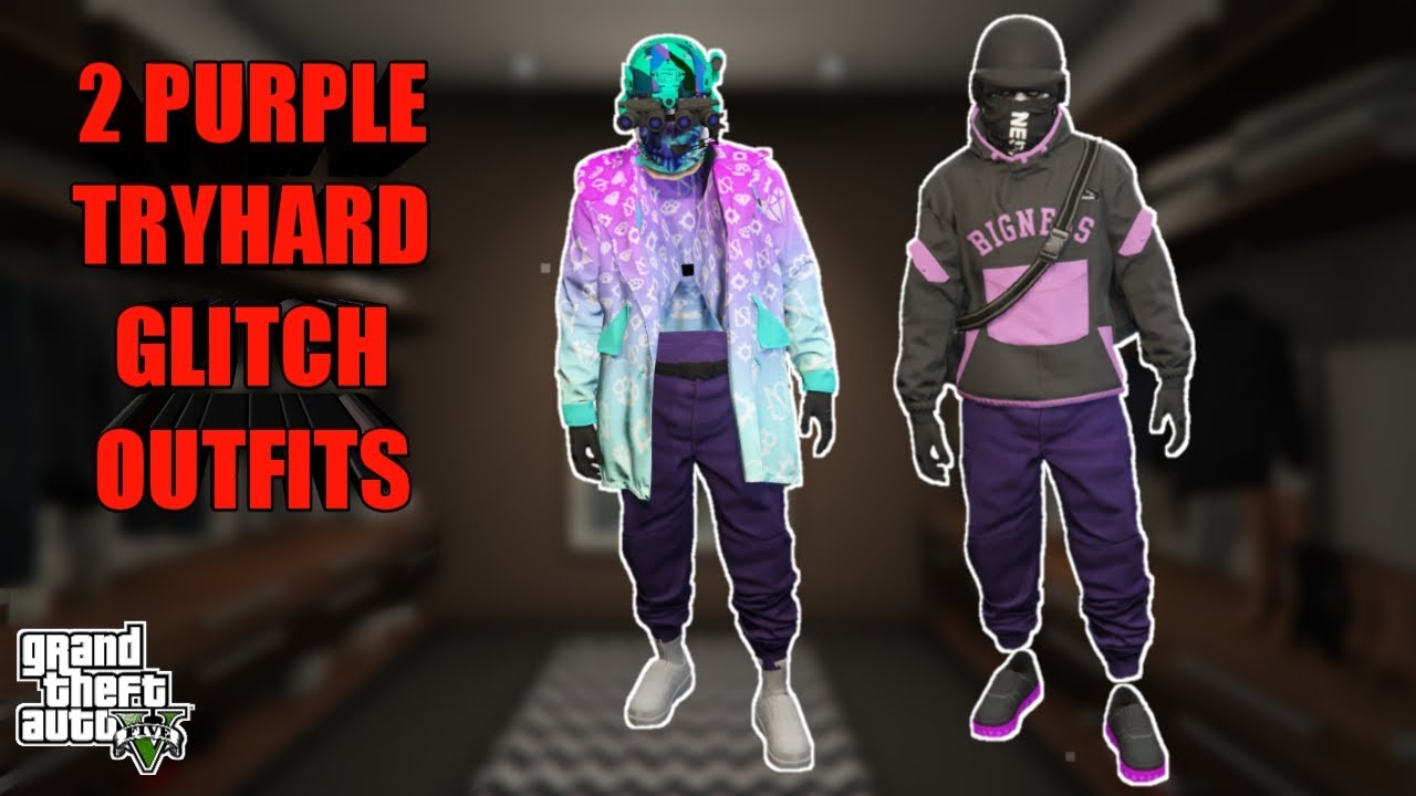 2 PURPLE TRYHARD GLITCH OUTFITS - GTA 5 ONLINE - YouTube