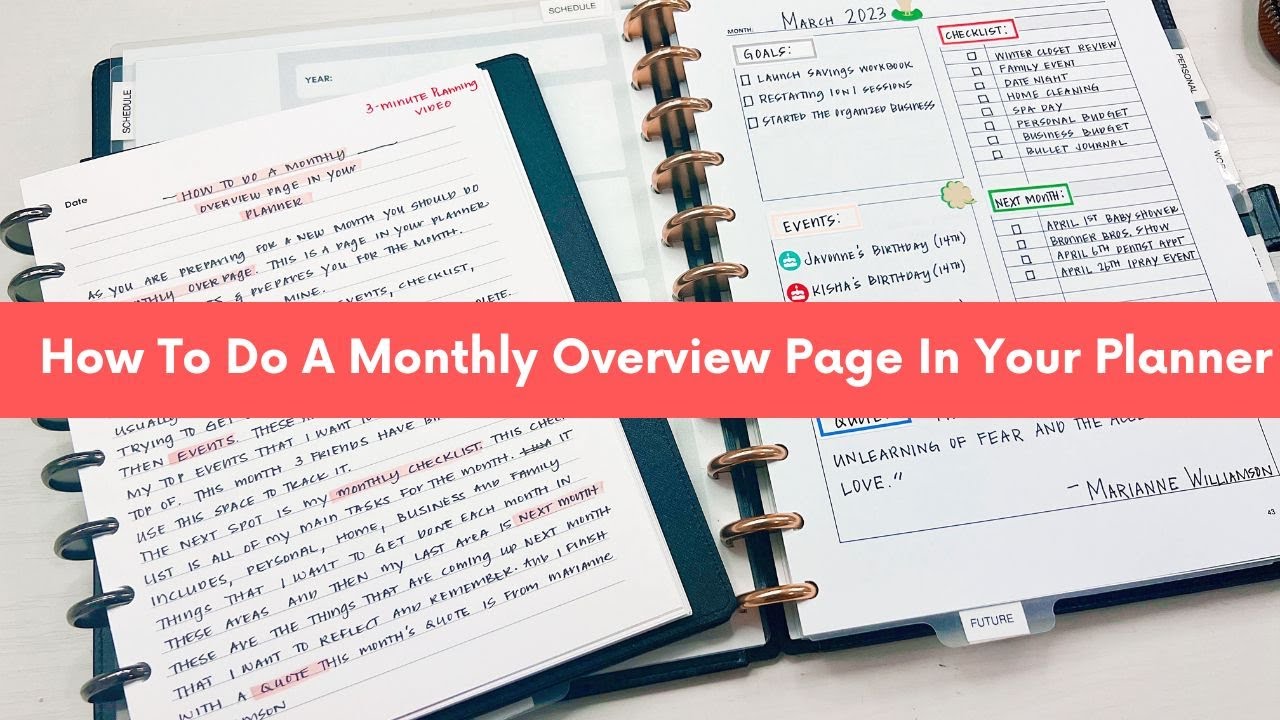 How To Do A Monthly Overview Page In Your Planner | 3-minute Planning ...
