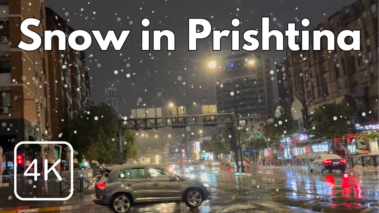 Early Snow in Prishtina | Cold Midnight City Walking 4K - YouTube