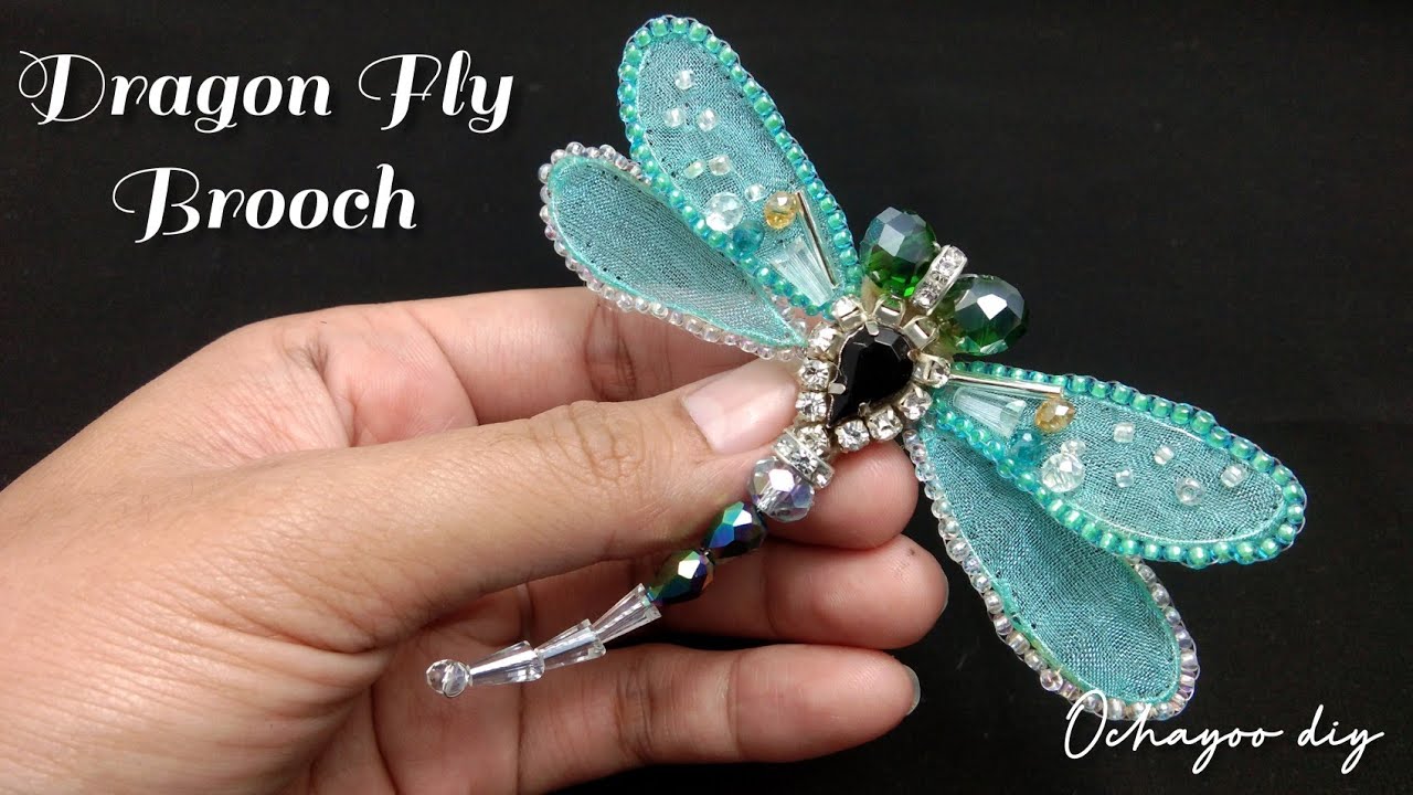 Dragonfly brooch /jewelry making tutorials for beginners /bead embroidery - YouTube
