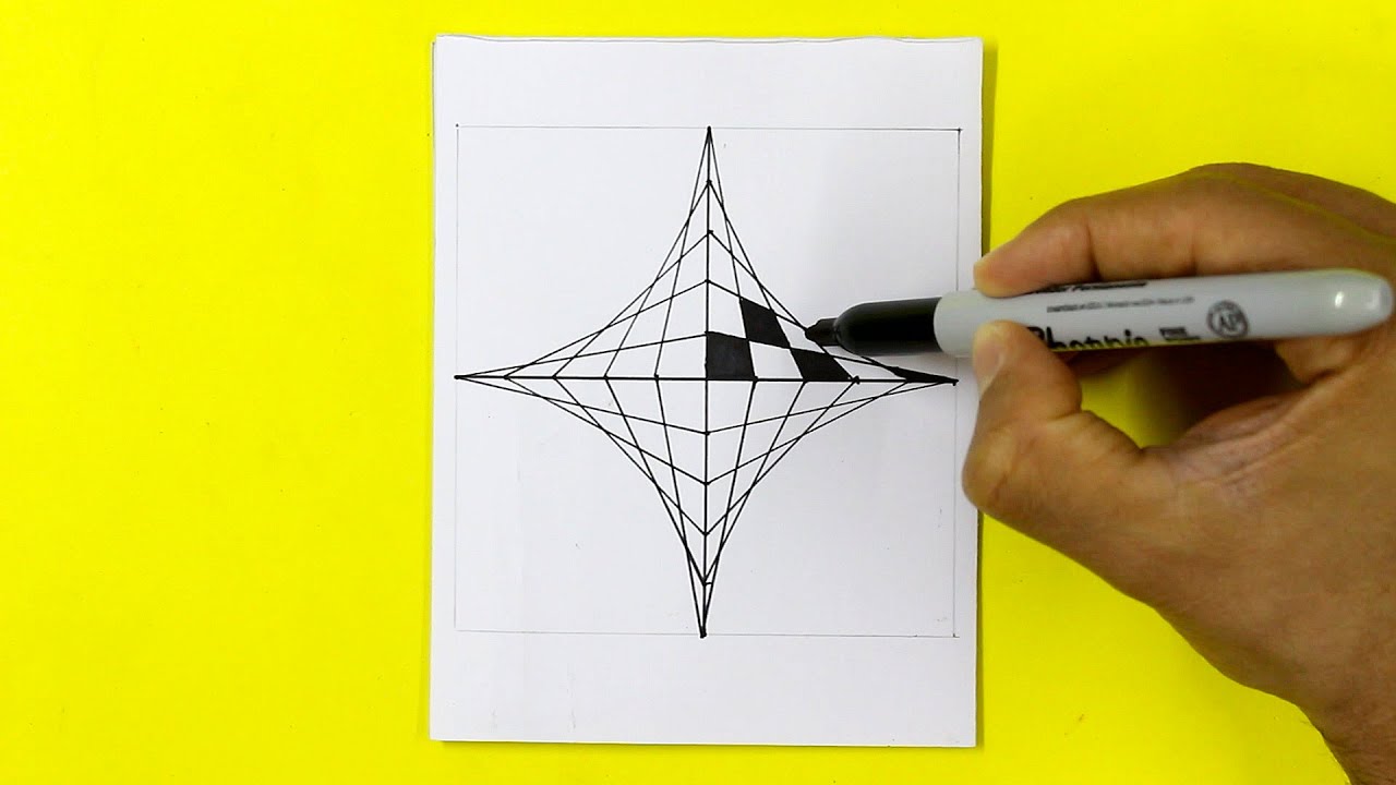 🟢 Dibujos en 3D - Como Dibujar una Figura GEOMETRICA en 3D - How to ...