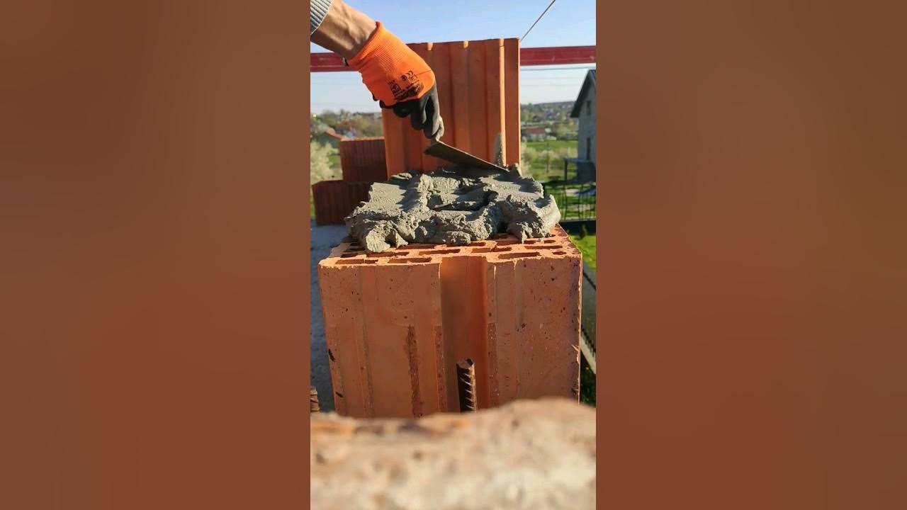 Кладка керамического блока на раствор - YouTube
