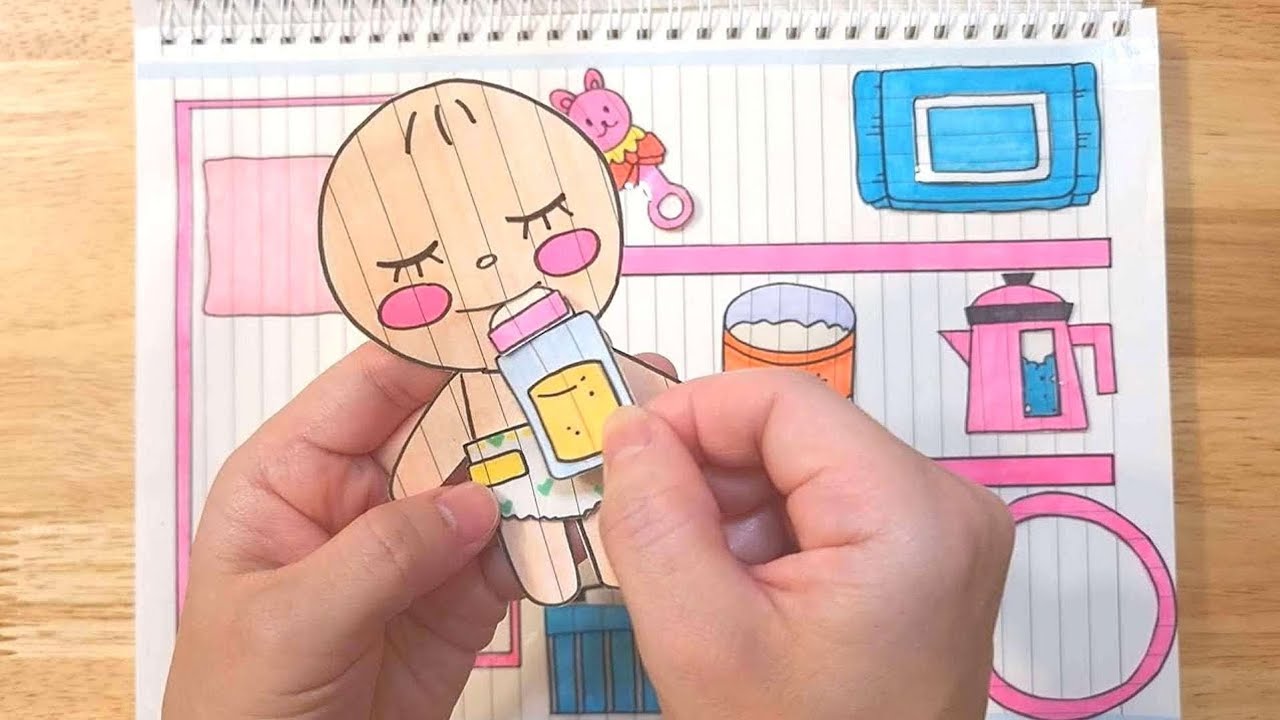 [ paper diy ] 😢 crying baby care | 우는 아기 돌보기 | paper craft | asmr | 종이 ...