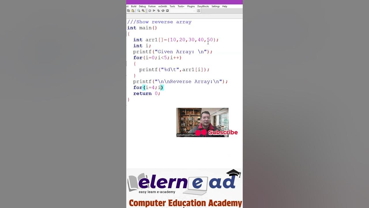 Show Array In Reverse Coding Learncodingeasily Programming