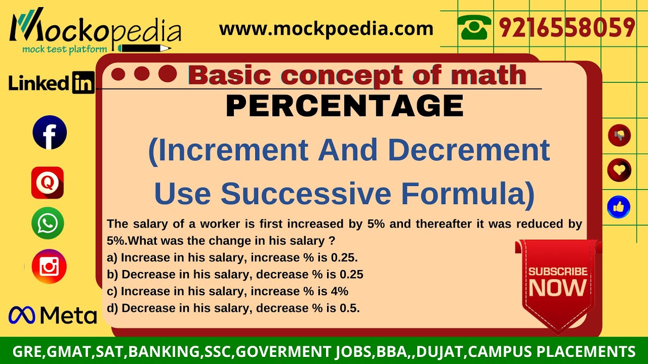 Basic Concept of PERCENTAGE Increment and decrement With Successive ...