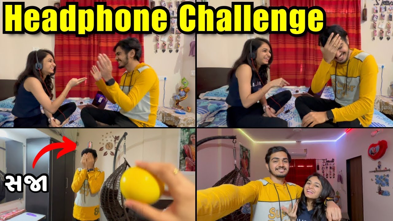હસી હસી ને પેટમાં દુખવા મંડ્યું😂 Headphone Challenge with Devangi |Jaydeep Devangi Vlogs|Couple ...