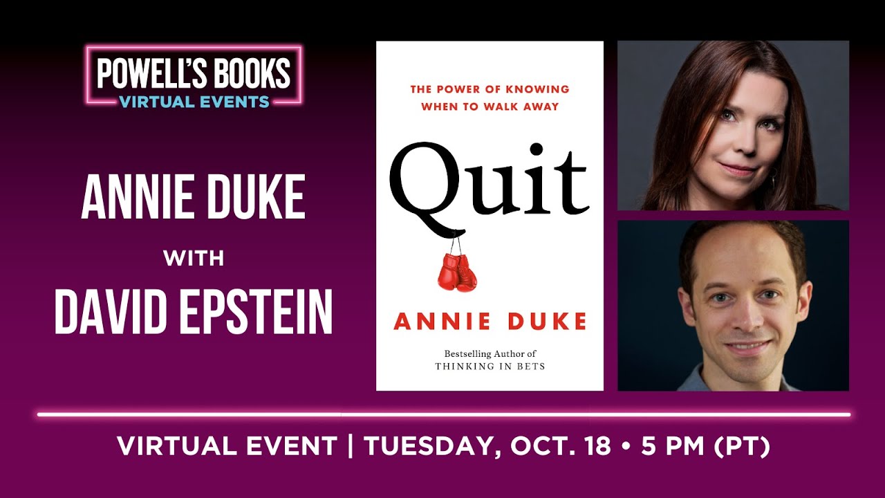 Annie Duke presents Quit in conversation with David Epstein - YouTube