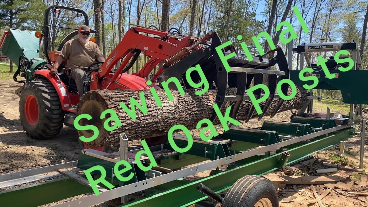 Sawing Final Red Oak Log | Milling 6x6 Posts for Sawmill Shed - YouTube