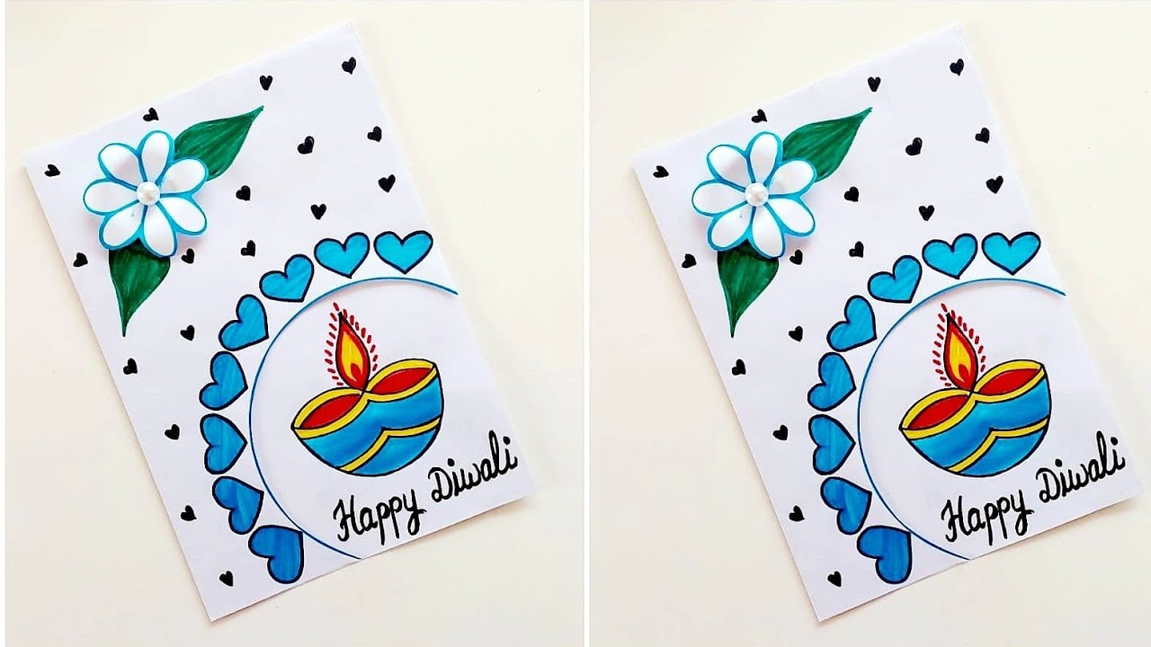 Easy & Beautiful white paper Diwali Card making |DIY Diwali greeting ...