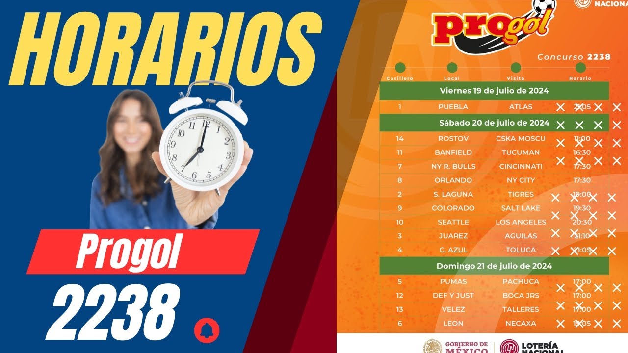 Horarios y Fechas Progol 2238 - YouTube