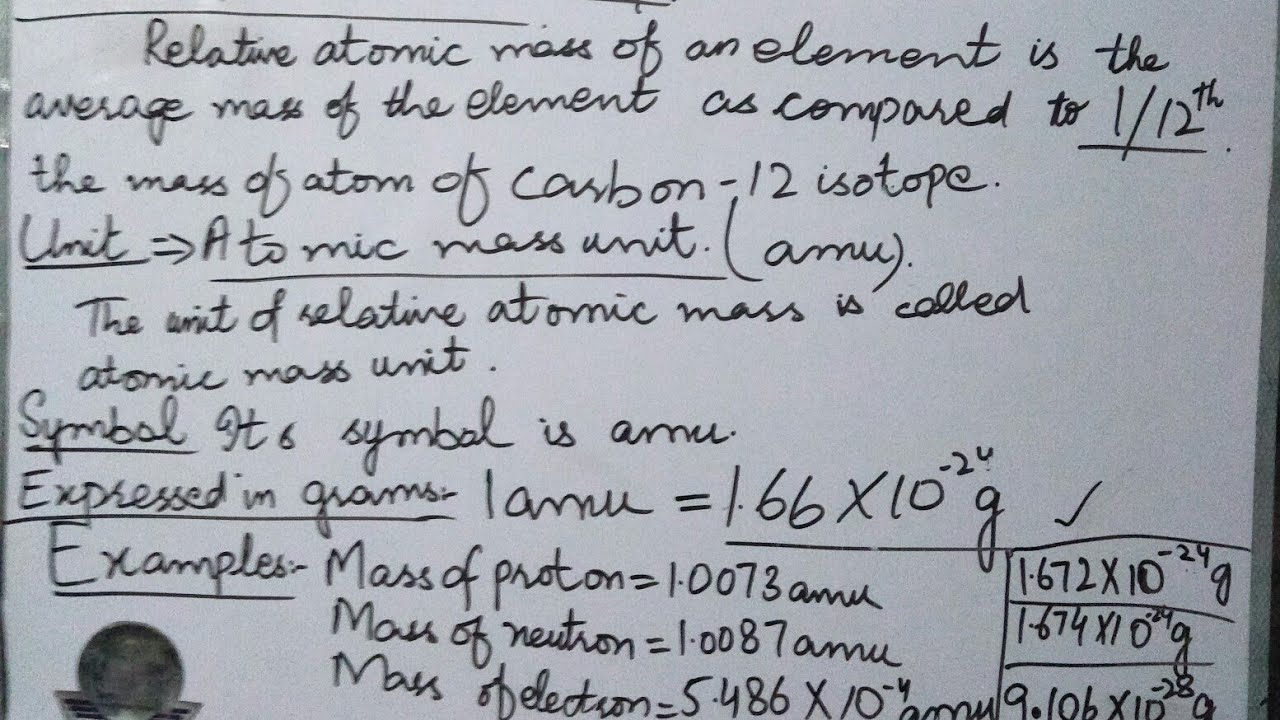 Ch#I relative atomic mass with examples complete in detail, 9th class ...