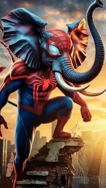 Spider-Man and Elephant (Lion, Elephant and Tiger) #animalfusion # ...