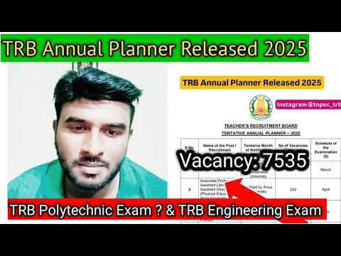 Vacancy: 7500 / TRB Annual Planner Released 2025 / TRB Polytechnic Exam/ TRB Engineering Exam ...