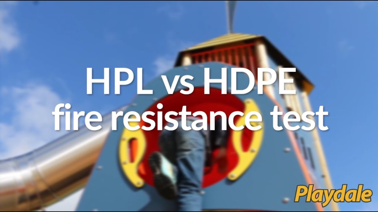 Playdale Playgrounds - HPL Vs HDPE Fire Resistance Test - YouTube