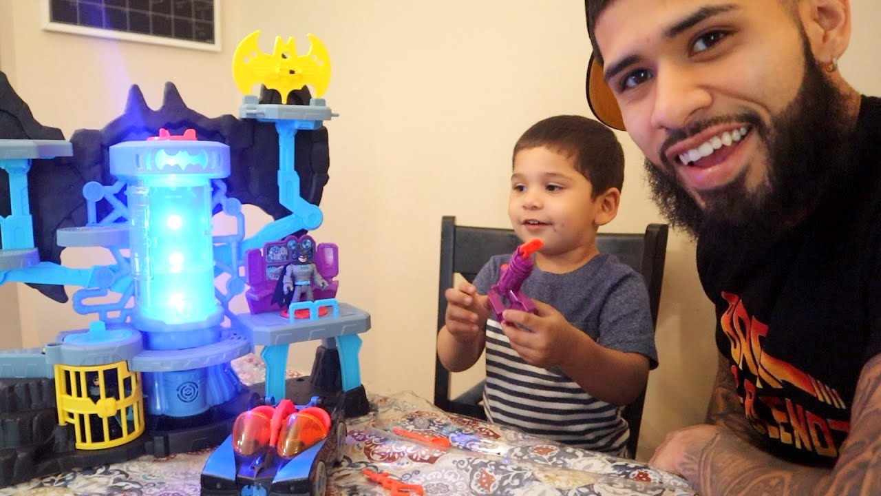 Baby Zeus opens NEW BATMAN TOY!!! with Dad - YouTube