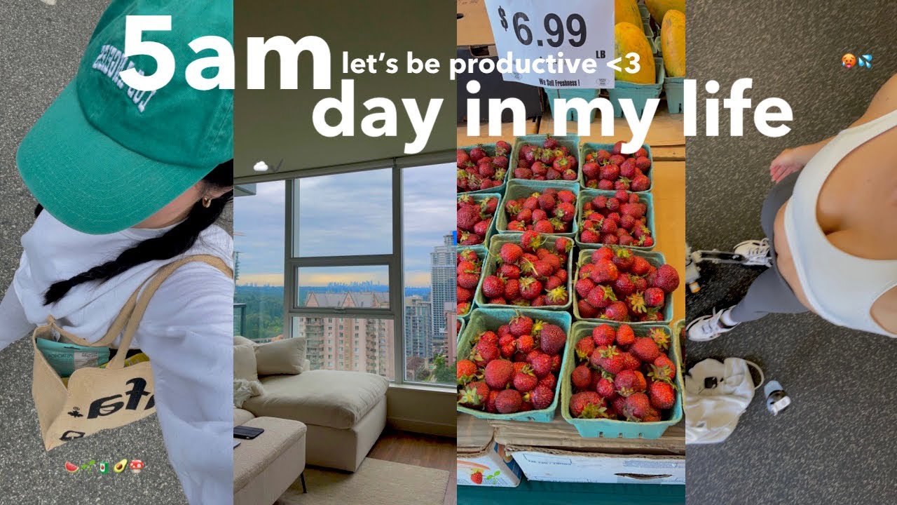 5AM DAY IN MY LIFE: early workout + productive + healthy grocery haul ...