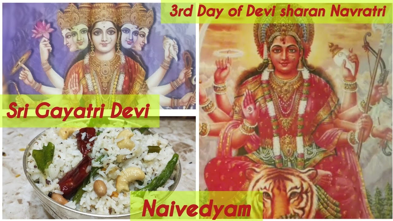 3rd Day of Devi Sharan Navaratri Sri Gayatri Devi Naivedyam Kobbari ...