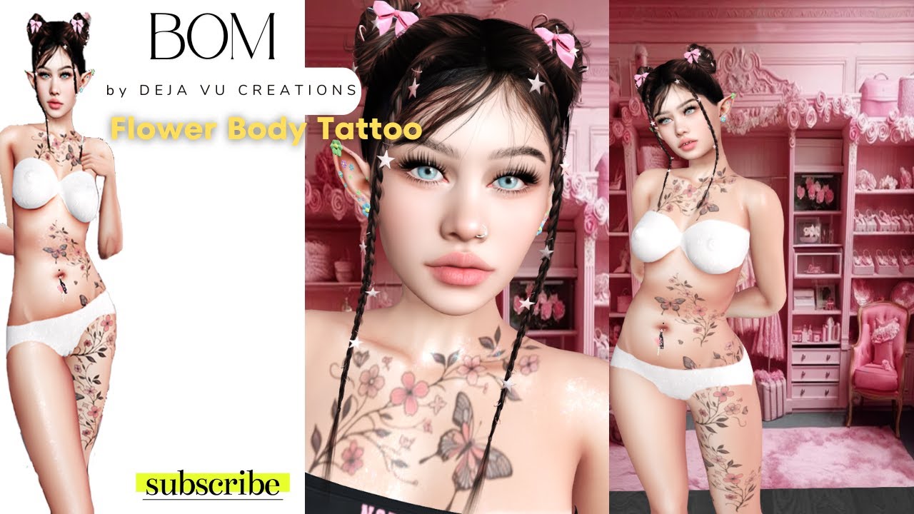 BOM FLOWER TATTOO FOR BODY #creative #photoshop #tutorial - YouTube