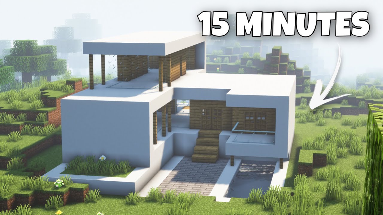 Easy Modern House Building Tutorial! Minecraft - YouTube