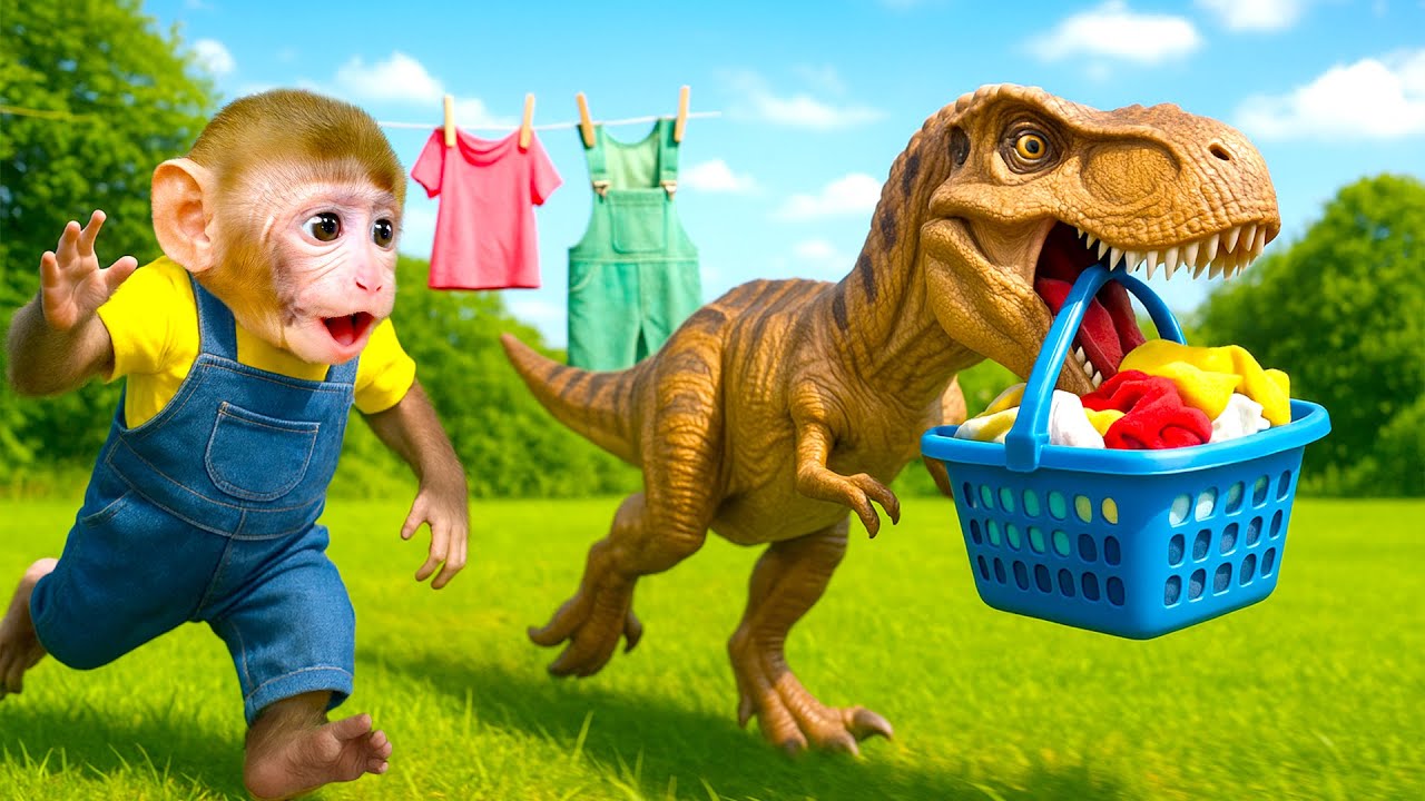 Bebé Cucu protege su casa del Dino travieso - MONO CUCU ESP - YouTube