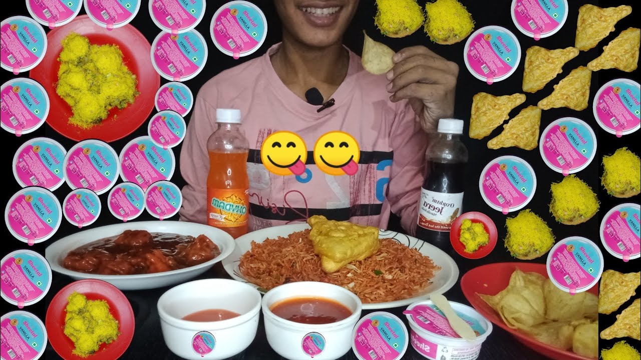 Eating Tasty Chicken Fried Rice,Chicken Chilli,Sev Puri & Ice Cream|😋😋# ...