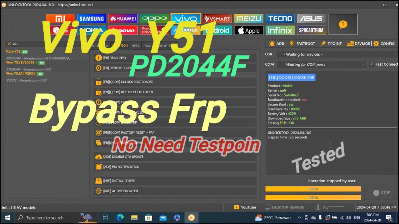 🟢 Vivo Y51 PD2044F Lupa Pola | Bypass FRP | Tested Tanpa TESPOIN - YouTube