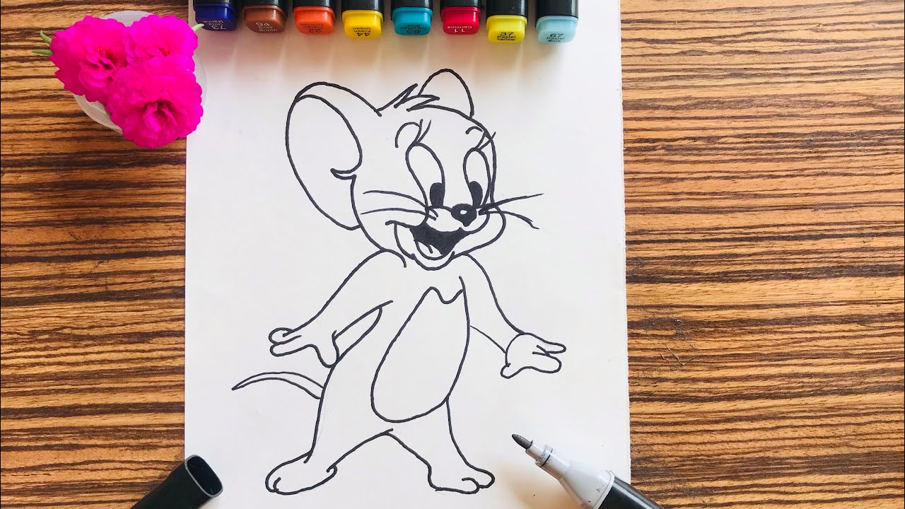 How to draw jerry the mouse 🐭 || how to draw jerry step by step easy ...