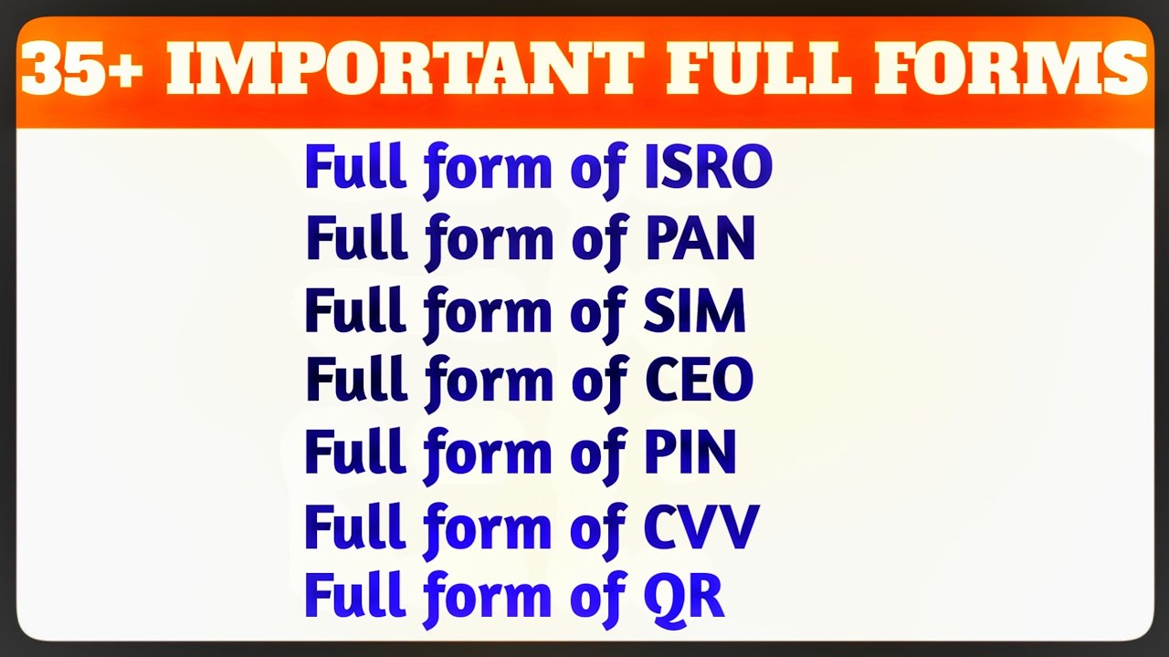 Important full forms || important for all exams - YouTube