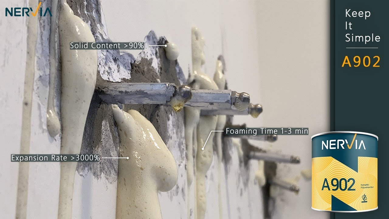 【Nervia】 A902 Hydrophobic PU grout for leaking repairing PU Foam ...