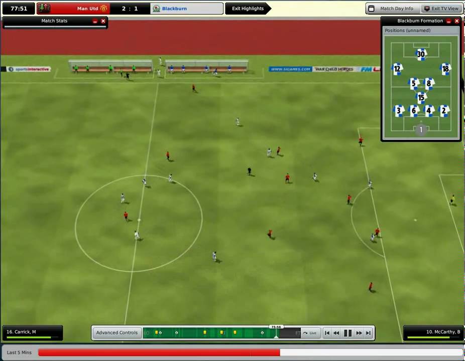 Football Manager 09 (FM09) Man Utd 6 vs 1 Sandwich Defence! - YouTube