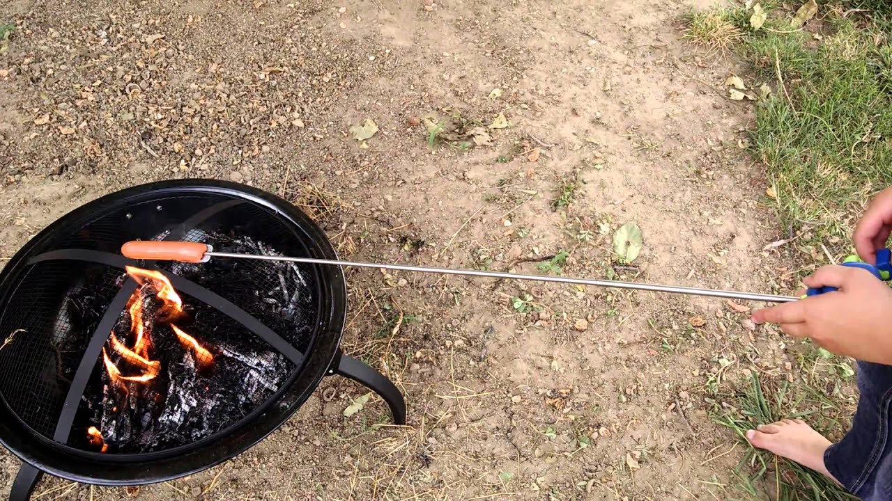 Fishing pole HOTDOG roasting stick review - YouTube